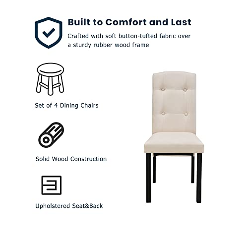 WOZNLA Solid Wood 5-Piece Dining, Kitchen Table Set with 4 Upholstered Chair, Faux Marble White+Beige, 45" x 30"