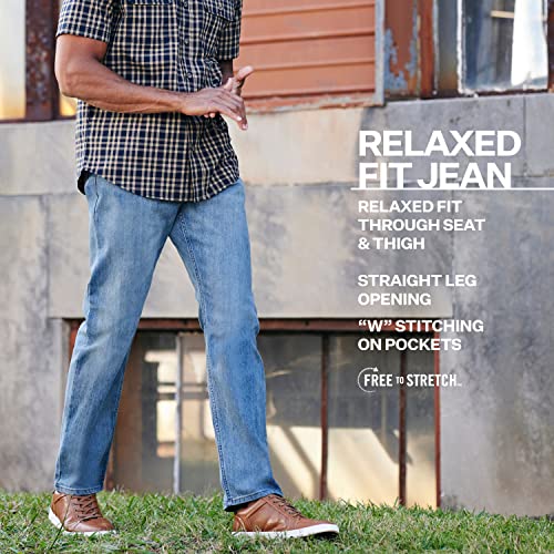 Wrangler Men's Free-to-Stretch Relaxed Fit Jean, Dark Indigo, 36W x 32L