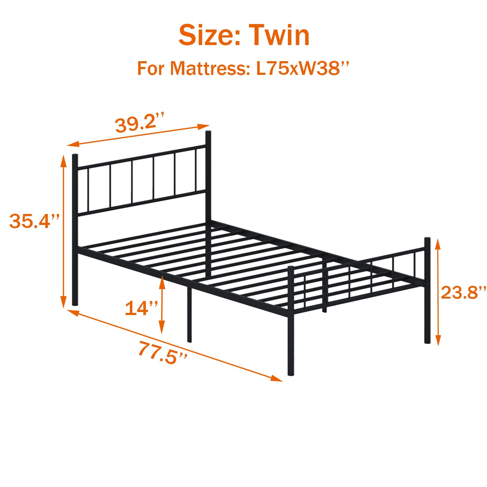 zunatu Classic Metal Bed Frame Platform Mattress Foundation with Classic Style Iron-Art Headboard/Footboard/Under Bed Storage/No Box Spring Needed/King Size Black