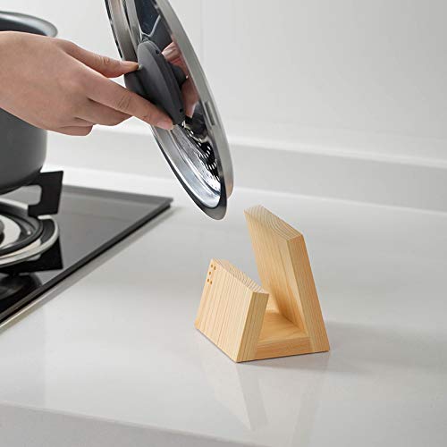 WUDILU Wooden Pot Lid Holder Storage Rack Pan Pot Cover Lid Spoon Rest Stand Spoon Holder Shelf Kitchen Accessories