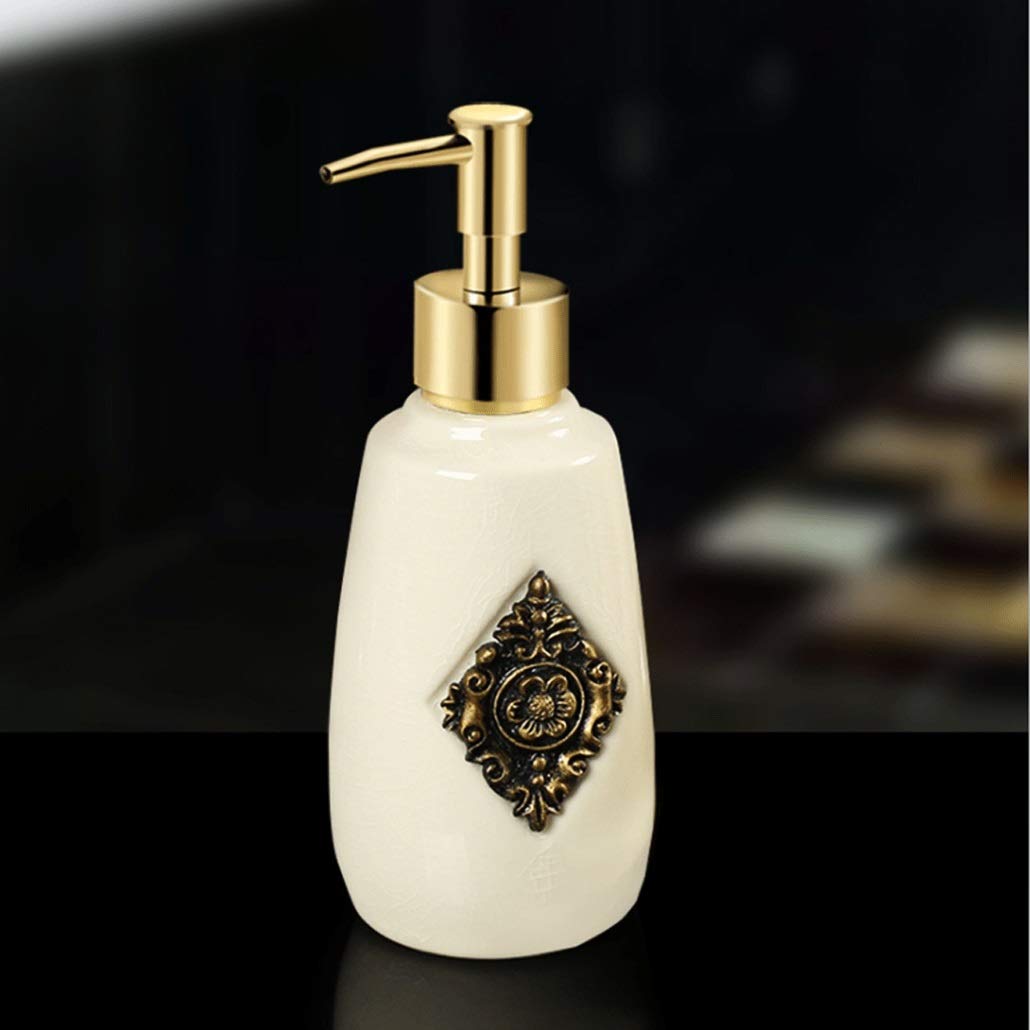 WZNING Gold Soap Dispenser Ceramic Refill Liquid Rust Proof Hand Pump Gorgeous Durable Classic Design Sparkle Kitchen Bathroom housewares,Dispenser (Size : ARC)