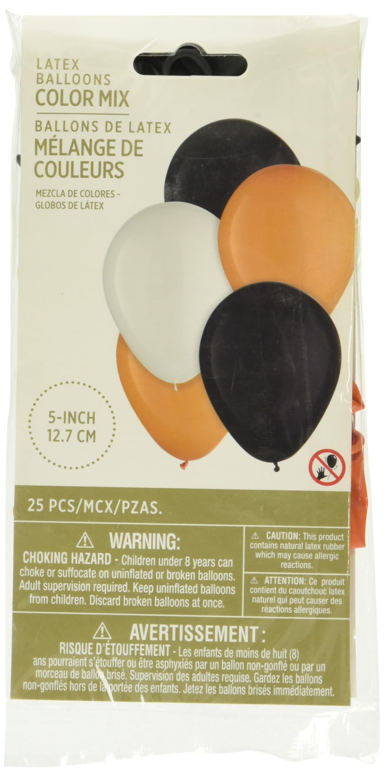 Vibrant Black, White & Orange Latex Balloons - 5" (25 Pieces) | Perfect for Parties & Celebrations