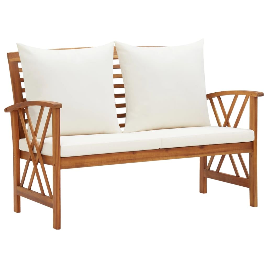vidaXL Patio Furniture Set 4 Piece, Patio Bench Seat with Coffee Table, Wooden Dining Set for Garden Balcony Porch, Modern, Solid Wood Acacia