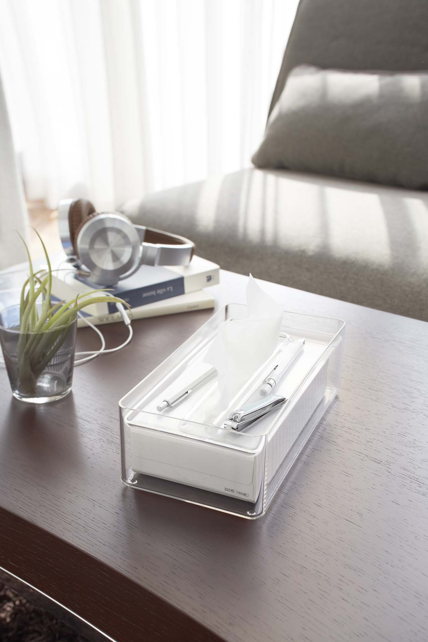 YAMAZAKI home 2334 Tissue Box Holder-Dispenser and Organizer, One Size, Clear