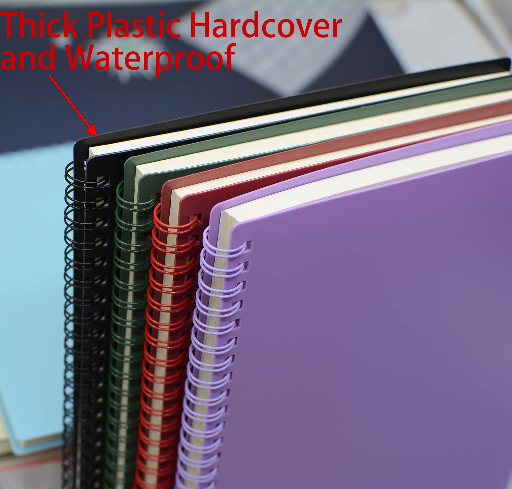 Yansanido Spiral Notebook, 8 Pcs A5 Thick Plastic Hardcover 7mm College Ruled 8 Color 80 Sheets -160 Pages Journals for Study, Work, Travel and Notes (A5, 8 Pcs 8 Color)