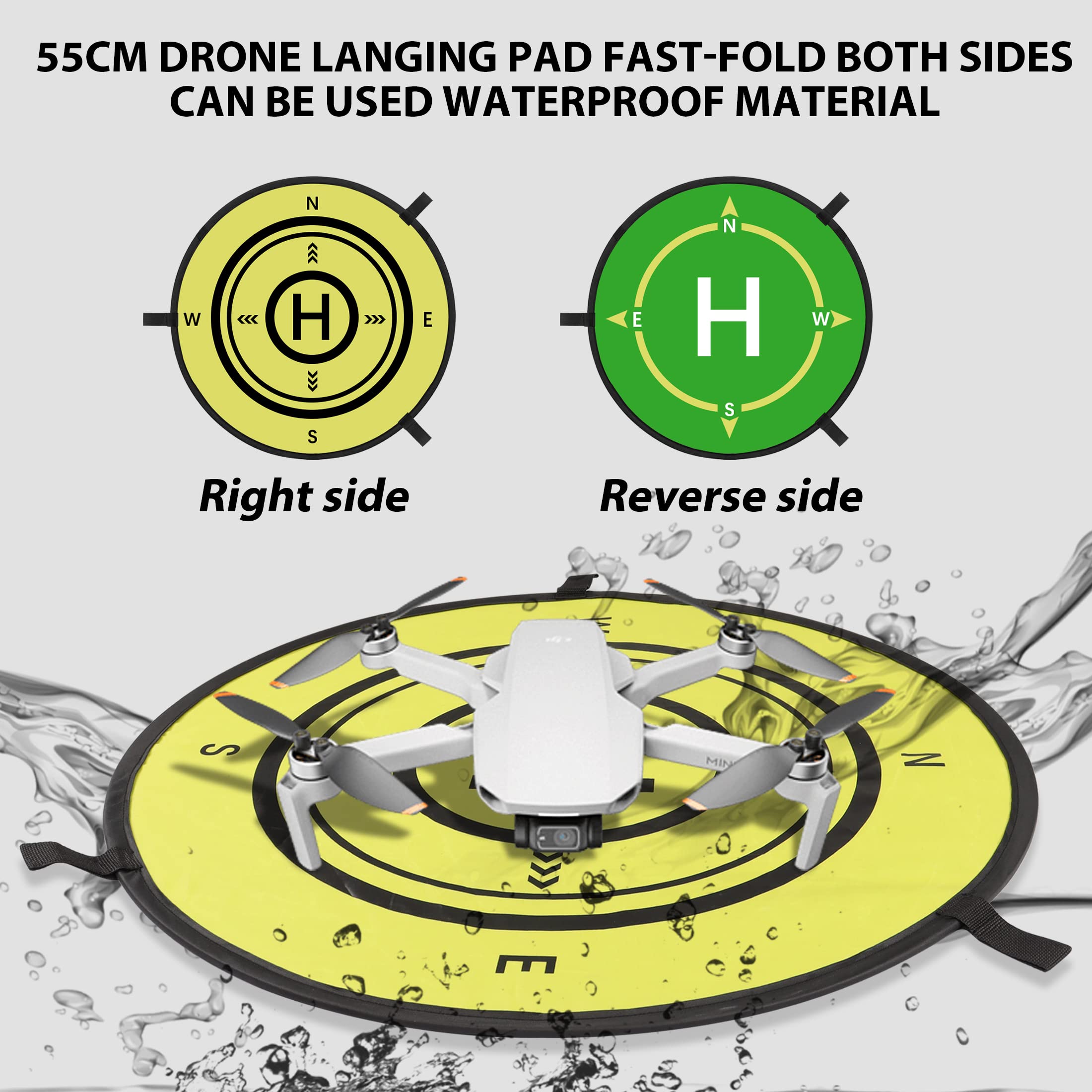 YAODHAOD Drone Landing Pad,54CM (21in)Universal Portable Luminous Waterproof Foldable Helipad for DJI Air 2S/Mavic Mini 2/Mavic Air 2/Mavic 2 Pro/Zoom/FIMI X8SE/DJI FPV Drone