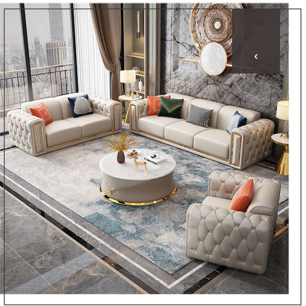 YASEZ Italian American Leather Sofa Living Room Apartment Three Adjustable Sofa Furniture