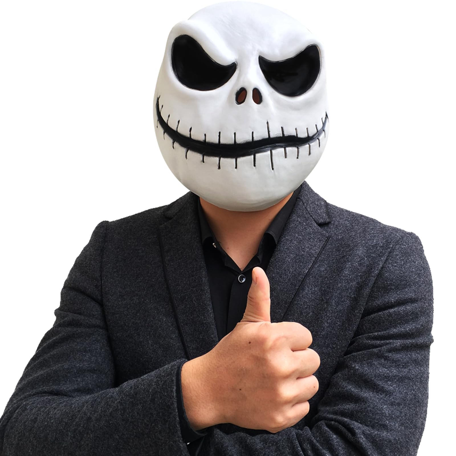 xiuyou Jack Skellington Mask Halloween Funny Jack Mask Costume White Horror Skull Mask Halloween Christmas Cosplay Props (Jack B)
