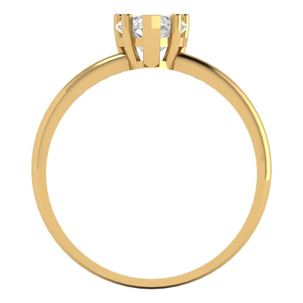 Yellow 14k Gold Solitaire Statement anniversary Engagement Promise Ring - 1.25 Ct Heart Cut Clear Simulated Diamond Sz 6.5