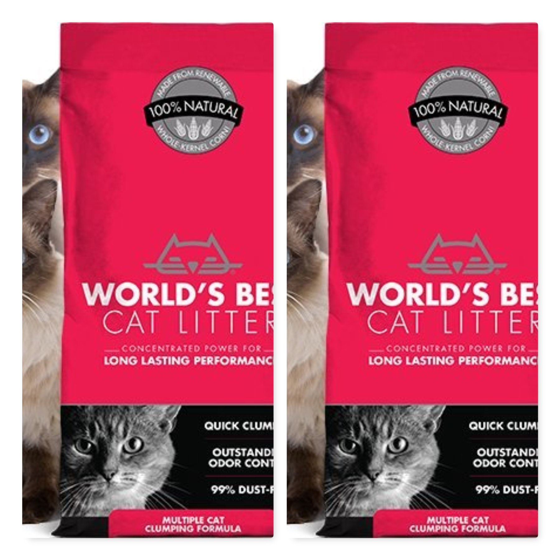 World's Best 2 Pack Cat Litter Original Series, 14 Pound Bags Multi-Cat Formula.