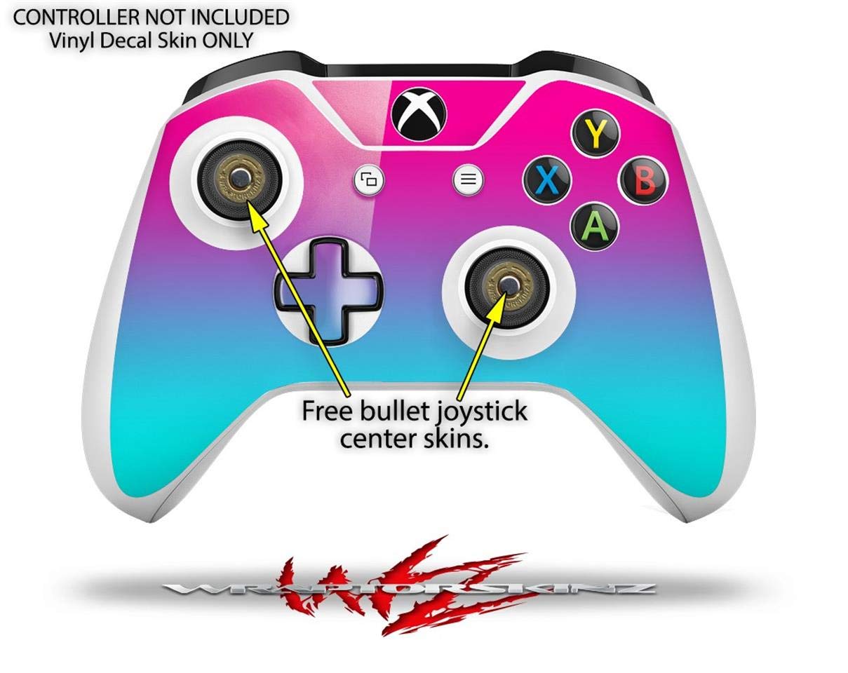 WraptorSkinz Decal Vinyl Skin Wrap Compatible with Xbox One S Console and Controllers - Smooth Fades Neon Teal Hot Pink