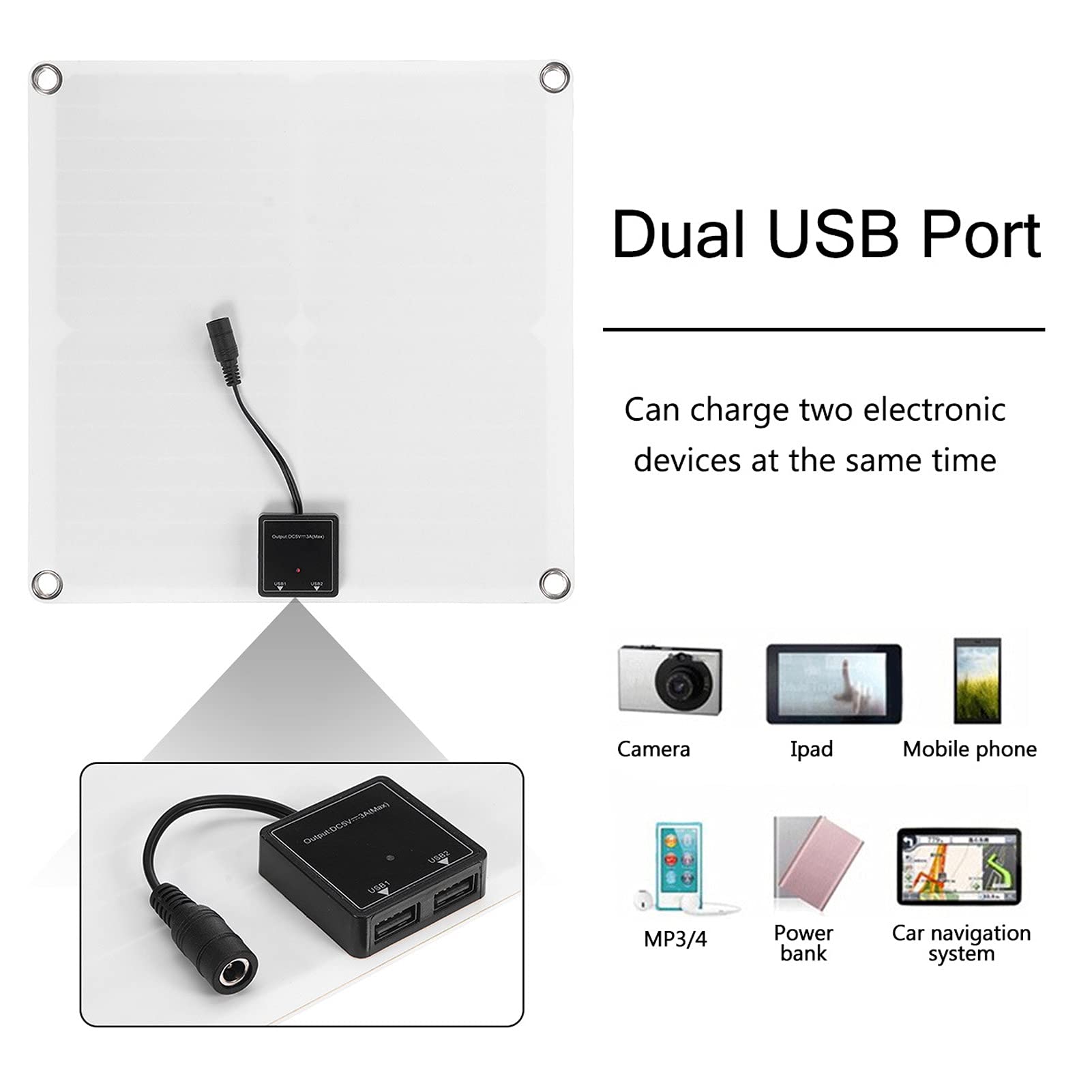 VTOSEN 2Pcs 15W Flexible Solar Panel Portable Solar Charging Board - Monocrystalline Solar Power Accessory for Emergency Charging, Camping Supplies, and Solar Panel Generator