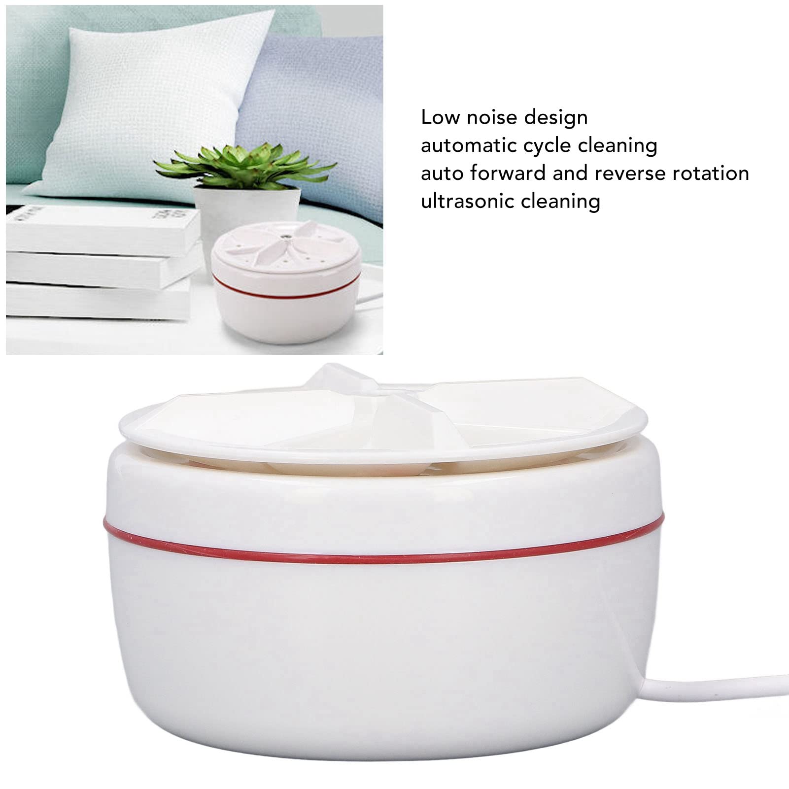 VTOSEN Small Washer Foldable Washing Machine - Mini Washing Travel Machine for Apartments - Sonicleaning, Automatic Cycle, USB Power - Portable Laundry Machine