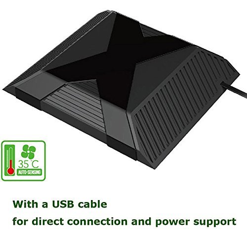 XFUNY® Professional USB Powered 35℃ Auto-sensing Cooling Fan External Cooler Fan for Microsoft Xbox One Console, Black