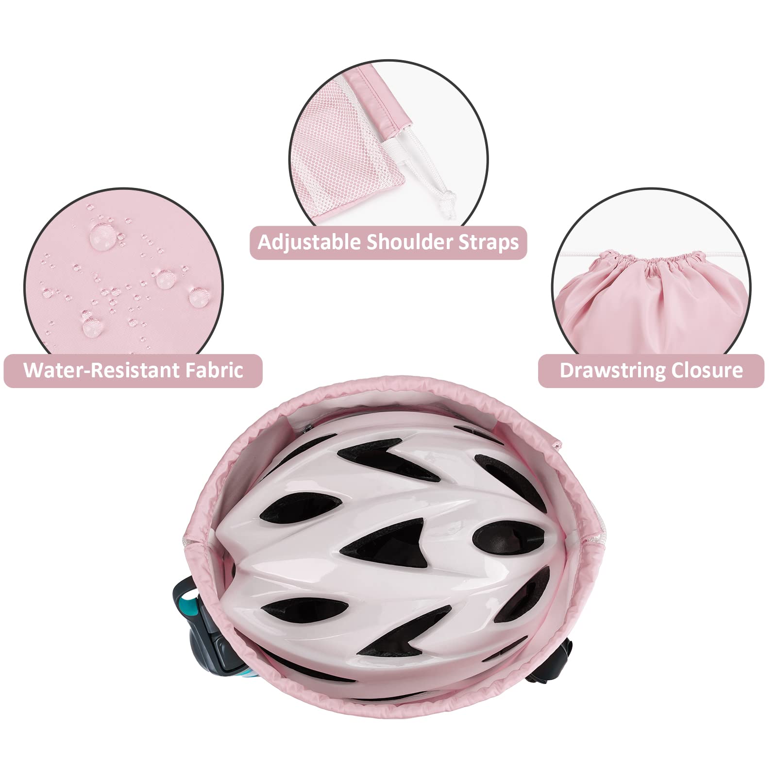 WANDF Drawstring Backpack with Shoulder Pad Sports Gym Backpack with Mesh Pocket String Bag for Women Men(Pink)