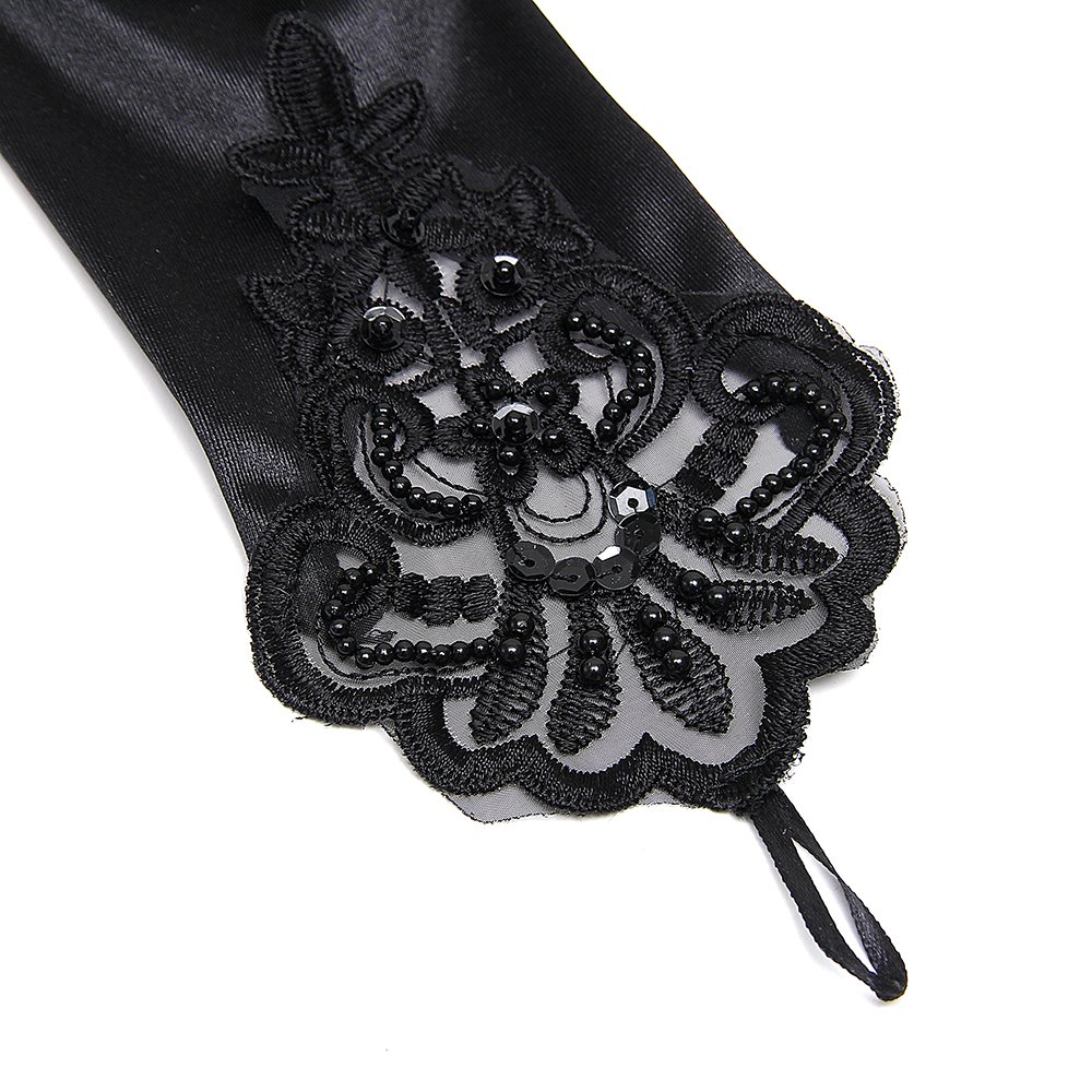 Xuhan 15"/ 21" Long Flapper Evening Opera Satin Gloves for Women Elbow Length 1920s (Black-13.8 inches)