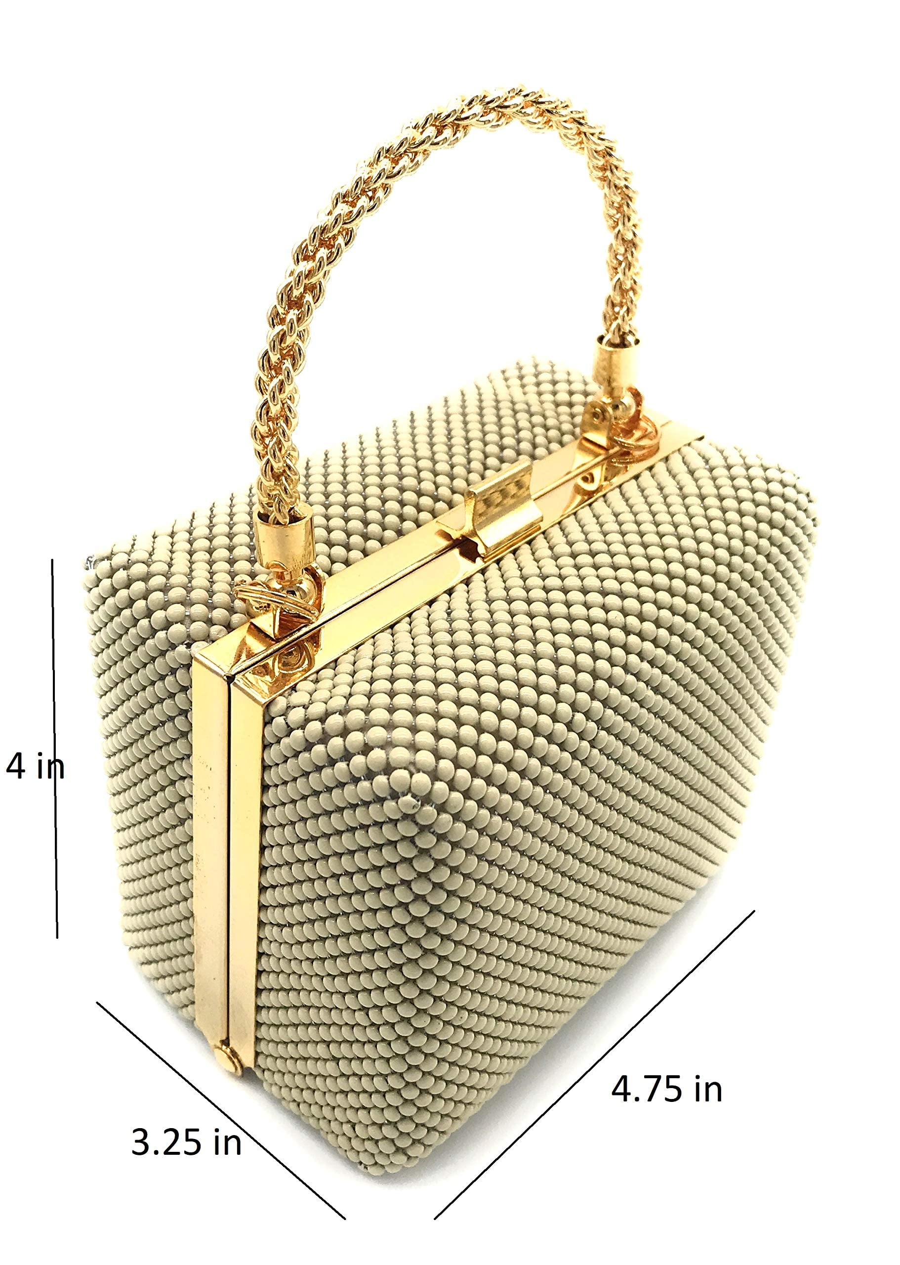 XX-Small clutch Metal beaded mesh evening box purse for Cocktail Party Prom Wedding Banquet (Blue)