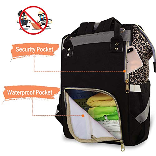 YOUNGFIT Diaper Bag Backpack, Diaper Bags for Baby Girl, Leopard Diaper Backpack Baby Bag