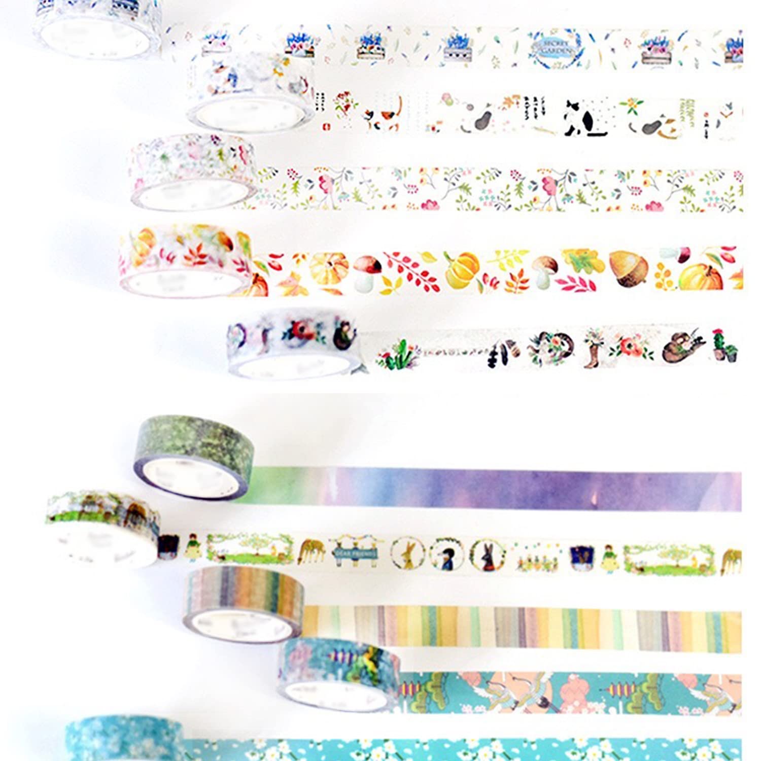 YUBBAEX Romantic Garden Washi Tapes 4 Rolls Feather Rose Masking Tape Set Decorative for Arts, DIY Crafts, Journal Supplies, Planners, Scrapbook, Card/Gift Wrapping