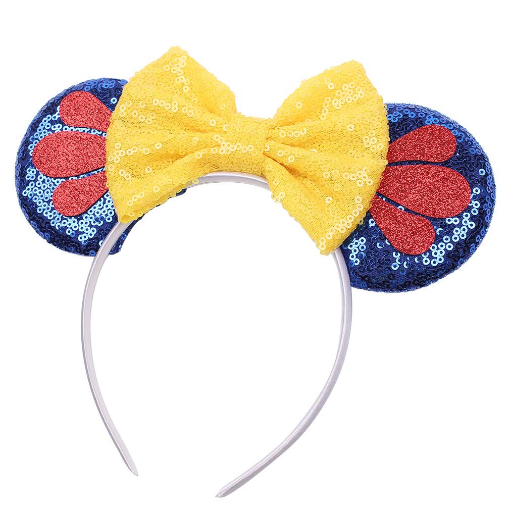 YanJie Snowwhite Mouse Ears Headband, SequinSparkle Bow Hairband Hair Accessories Costume(Yellow)