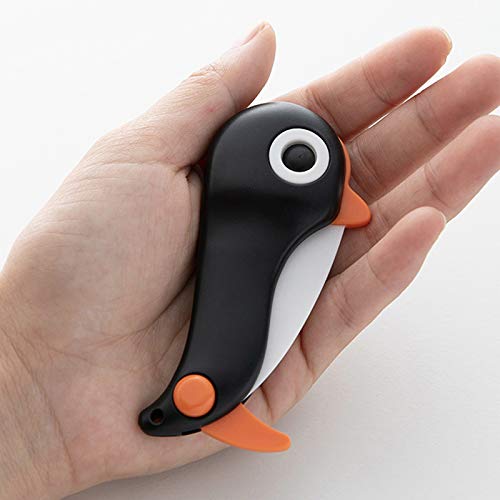 Yummiman Mini Ceramic Pocket Knife Portable Folding Travel Knives Unique Cute Penguin Gifts for Men Women (Blue)