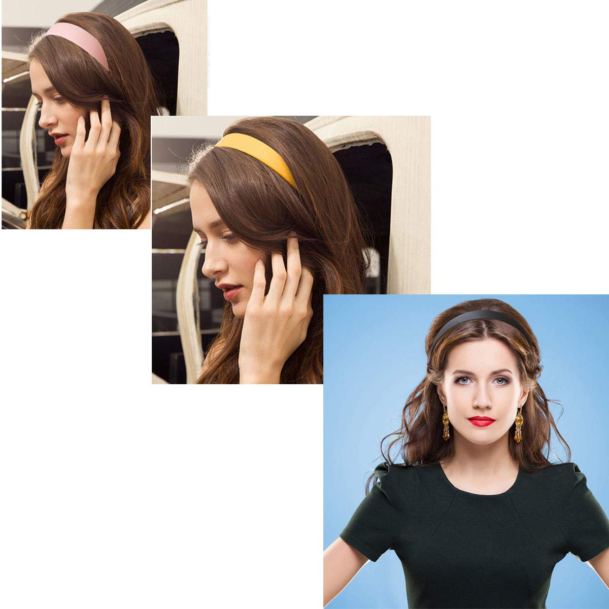 Yazon 25mm Plastic Headbands For Women Girls Simple Hard Headbands with Teeth Plain Winter Headbands For Kids Teens 12pcs
