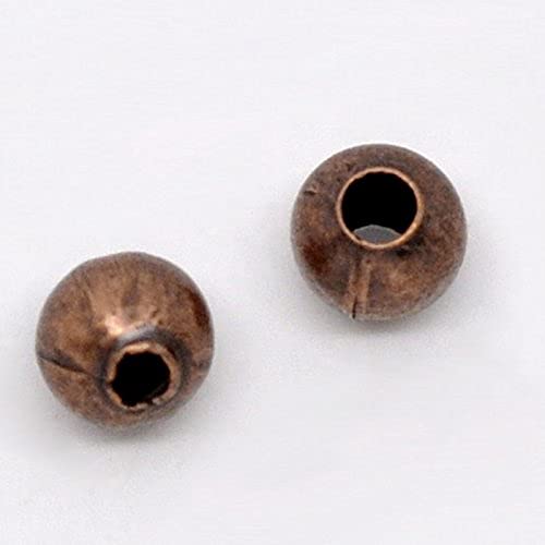 YC 500pcs 4mm Antique Red Copper Round Iron Beads Small Hole Loose Metal Beads Craft DIY Jewelry Making Findings Charms Pendants