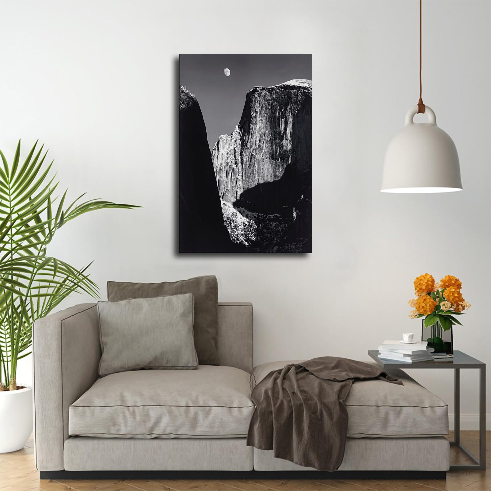 YuplaN Moon Over Half Dome Canvas Poster Holiday Gift HD Picture Modern Aesthetics Mural Wall Art Decoration (Unframed,08×12inch)