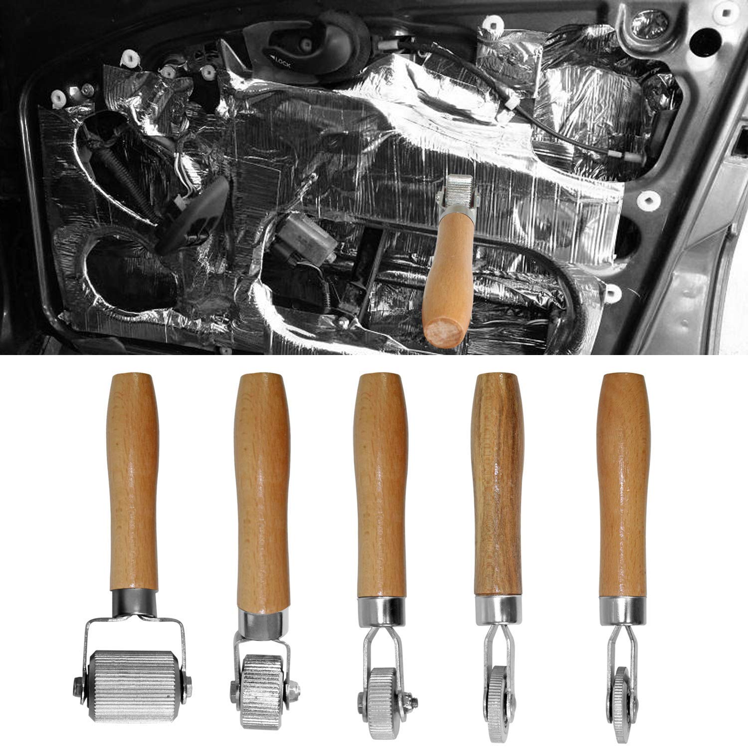 ZHUBANG Car Sound Deadening Rolling Sound Proof Insulation 5 Pcs for Auto Noise Roller Car Sound Deadener Application Installation Tool Rolling Wheel Interior Accessories