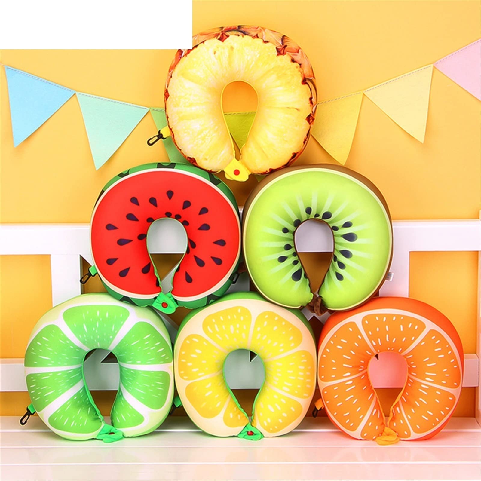 ZIFARM Bed Pillows, Fruits U Shaped Pillow Cushion Nanoparticles Neck Pillow Travel Pillow Travel Pillow