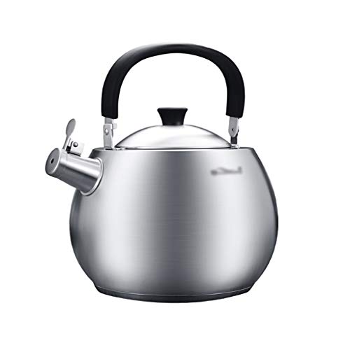 ZNZN Creative Silver Kettle Whistling Kettle-Stylish Stainless Steel Teapot with Ergonomic Anti-Scald Handle (4.5L, 152.1OZ) Multifunctional Water Kettle