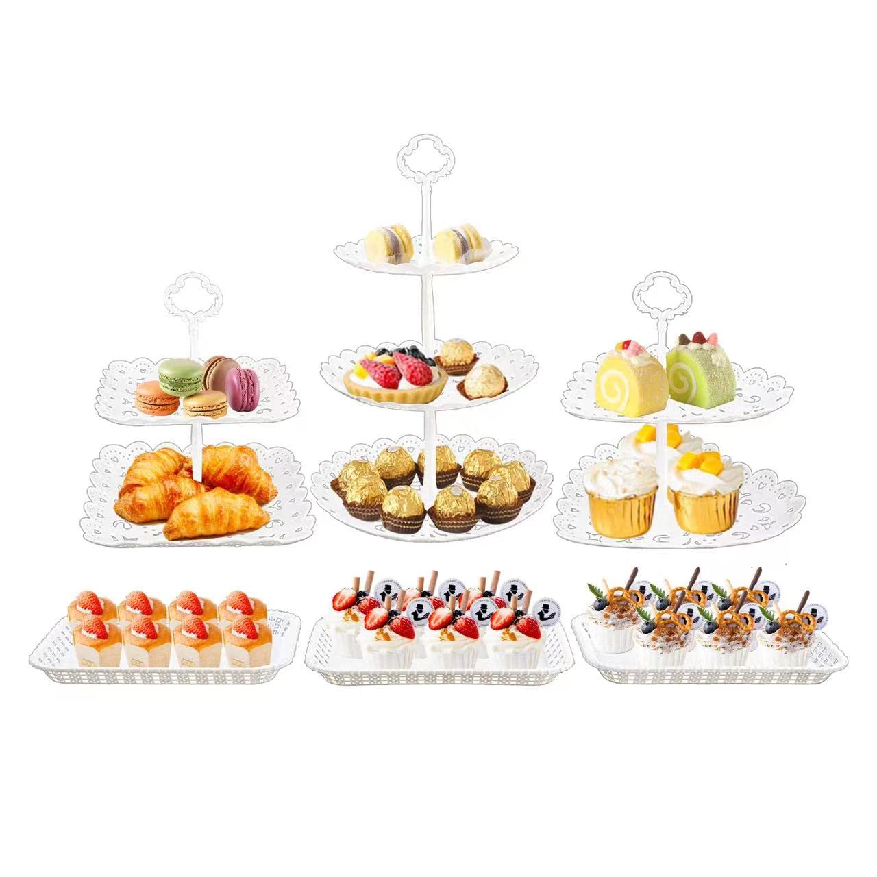 ZOAJU 6Pcs Party Cupcake Cake Stand, Plastic Dessert Trays Stand Set for Wedding Birthday Party Baby Shower Home Decor