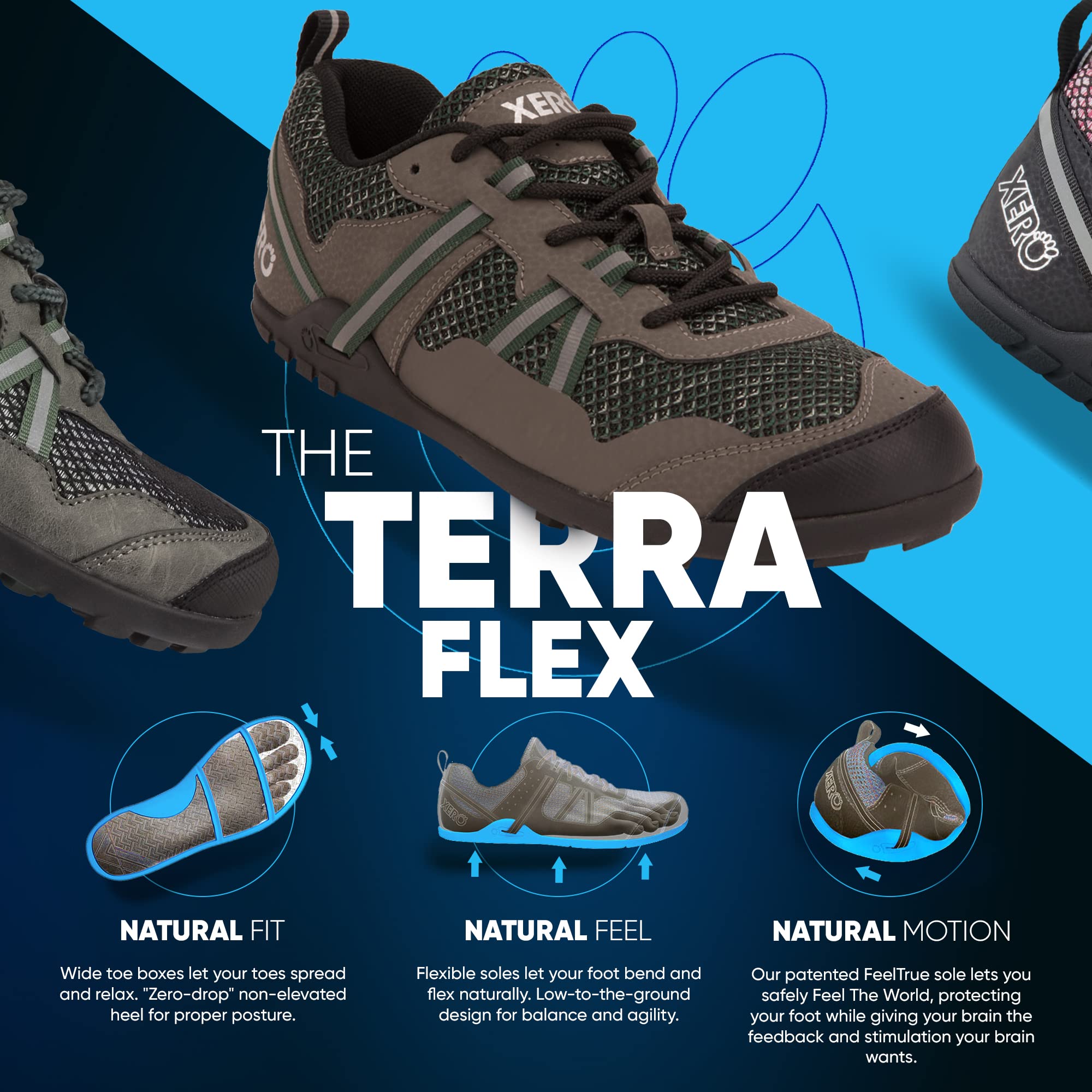 Xero Shoes Women's TerraFlex Lightweight Trail Running & Hiking Shoe - Zero Drop,Black,7.5