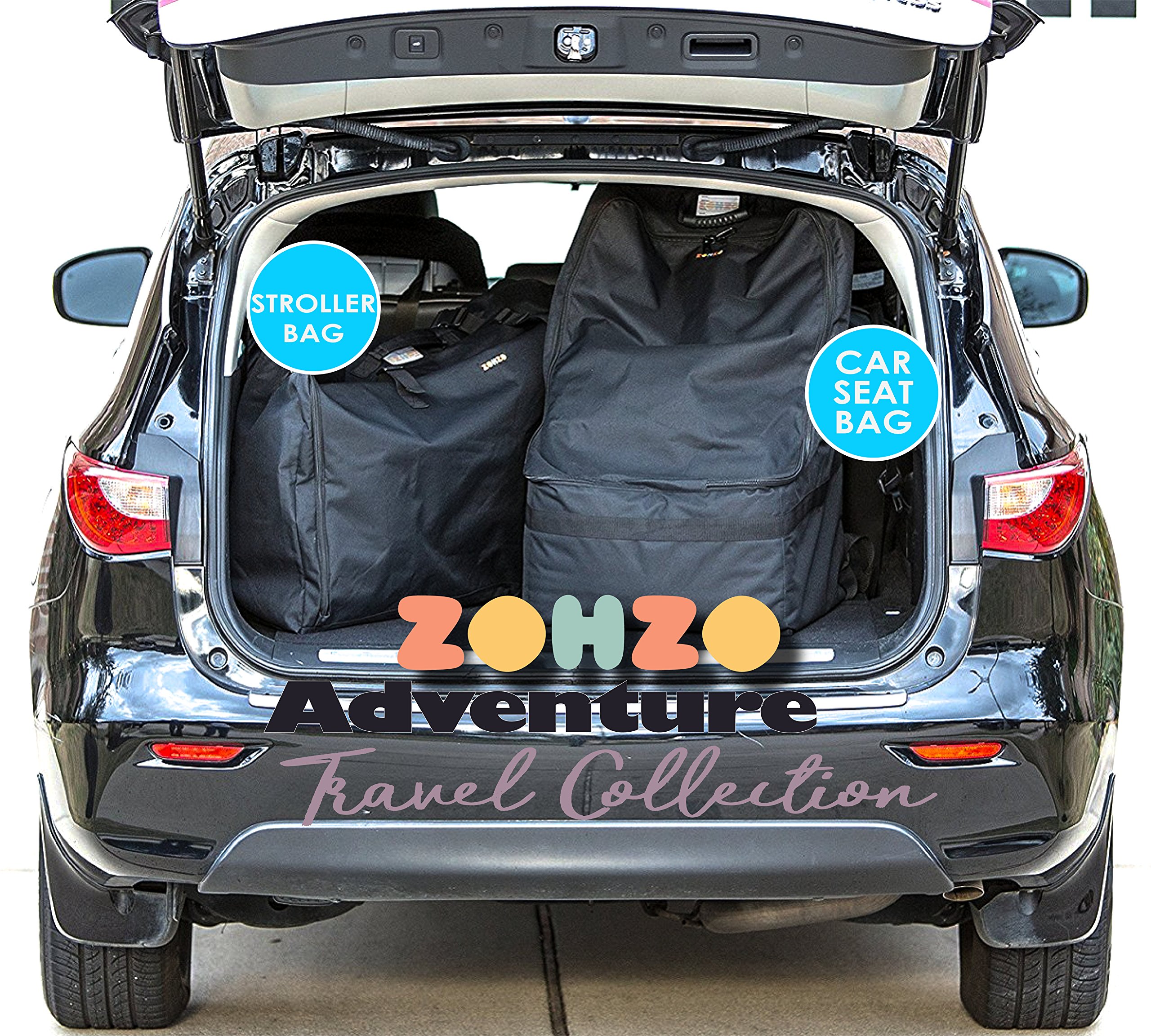 Zohzo Car Seat Travel Bag - Adjustable Padded Backpack for Car Seats (Black)