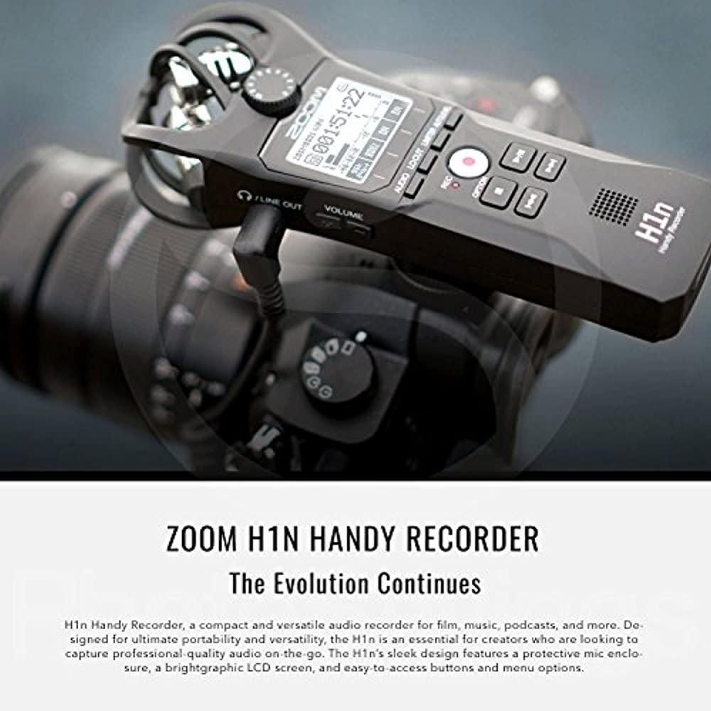 Zoom H1n Digital Handy Portable Recorder and 16GB Deluxe Accessory Bundle with Xpix Pro Lavalier Mic + Tripod + AAA Batteries + Fibertique Cloth