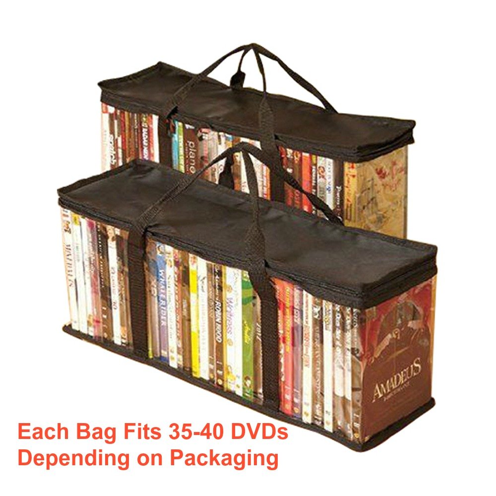 Zuitcase- Handy Portable DVD Storage Bags - Best 2-Pack DVD Media Storage Bags Hold up to 80 DVDs (40 Each Bag)