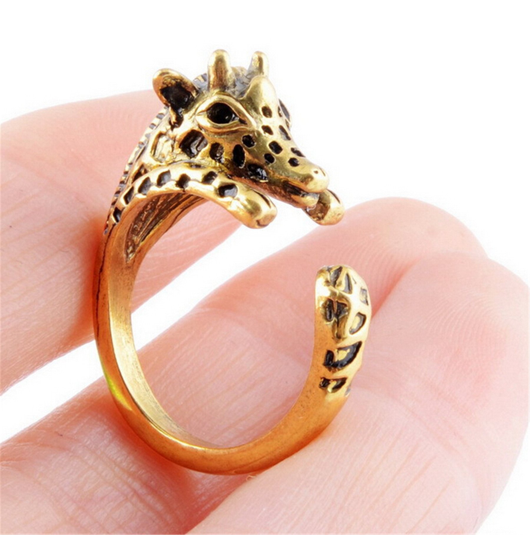 wiipujewelry WIIPU Fashion Vintage Antique Gold Giraffe Adjustable Wrap Animal Ring(R19)
