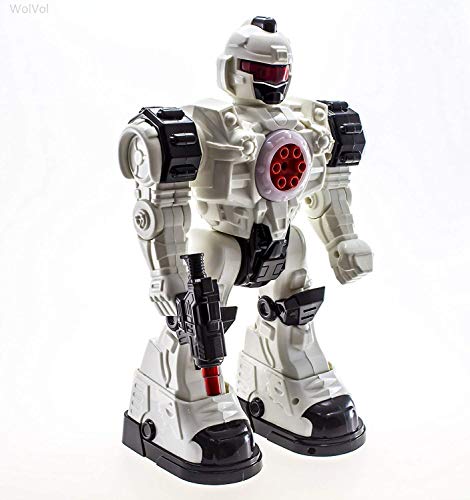 WolVolk 10 Channel Remote Control Robot Police Toy with Flashing Lights and Sounds, Great Action Toy for Boys