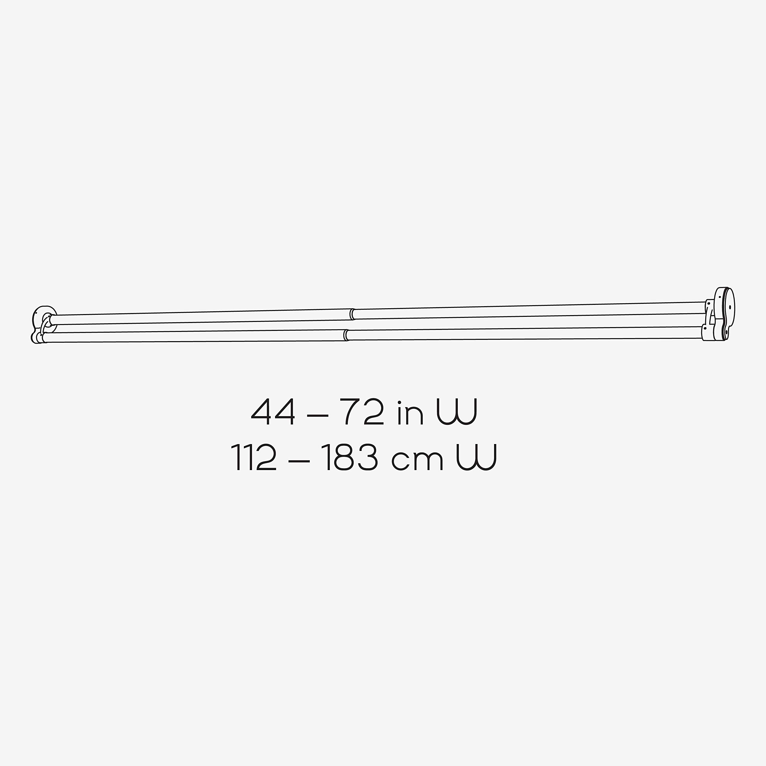 Zenna Home Rustproof Tool-Free Tension or Permanent Mount Adjustable Double Shower Rod, 44 to 72 Inches, Nickel
