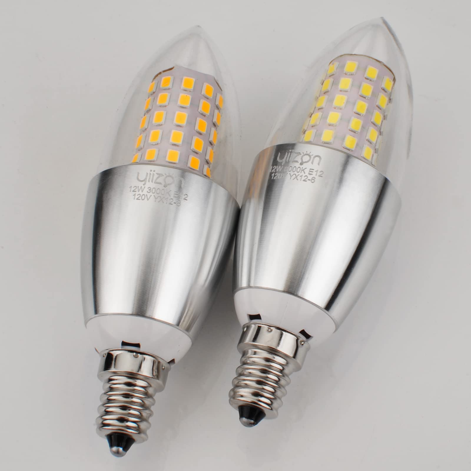 YIIZON E12 LED Corn Bulbs,12W LED Candelabra Light Bulbs 100 Watt Equivalent, 1200lm, Warm White 3000K LED Chandelier Bulbs, Decorative Candle, Non-Dimmable LED Lamp(4-Pack)