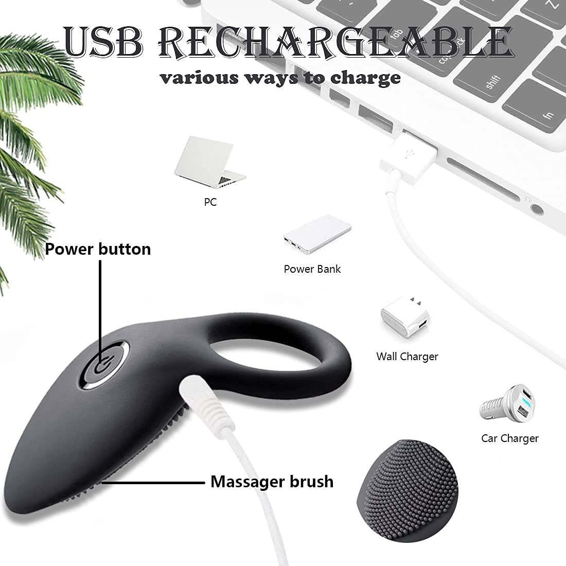 Womens Sexual Pleasure Devices Men Sex Toy Stimulation Penis Ring with 10 Powerful Vibrating Modes