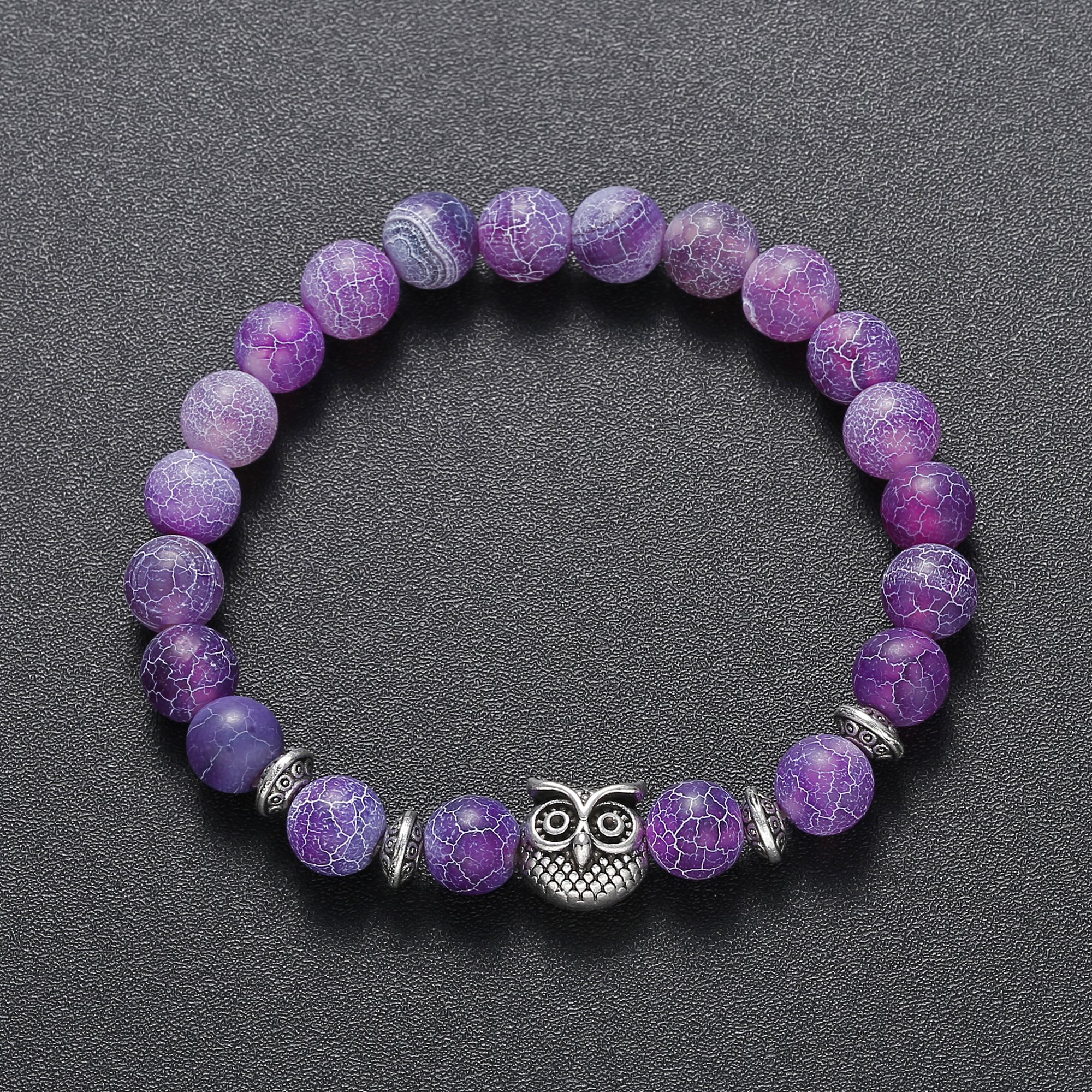 ZHEPIN Owl Bracelet Mala Beads Spiritual Energy Beaded Bracelet for Women Men