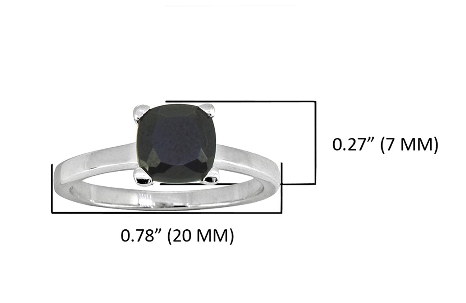 YoTreasure 1.82 ct Black Spinel Solid 925 Sterling Silver Solitaire Ring