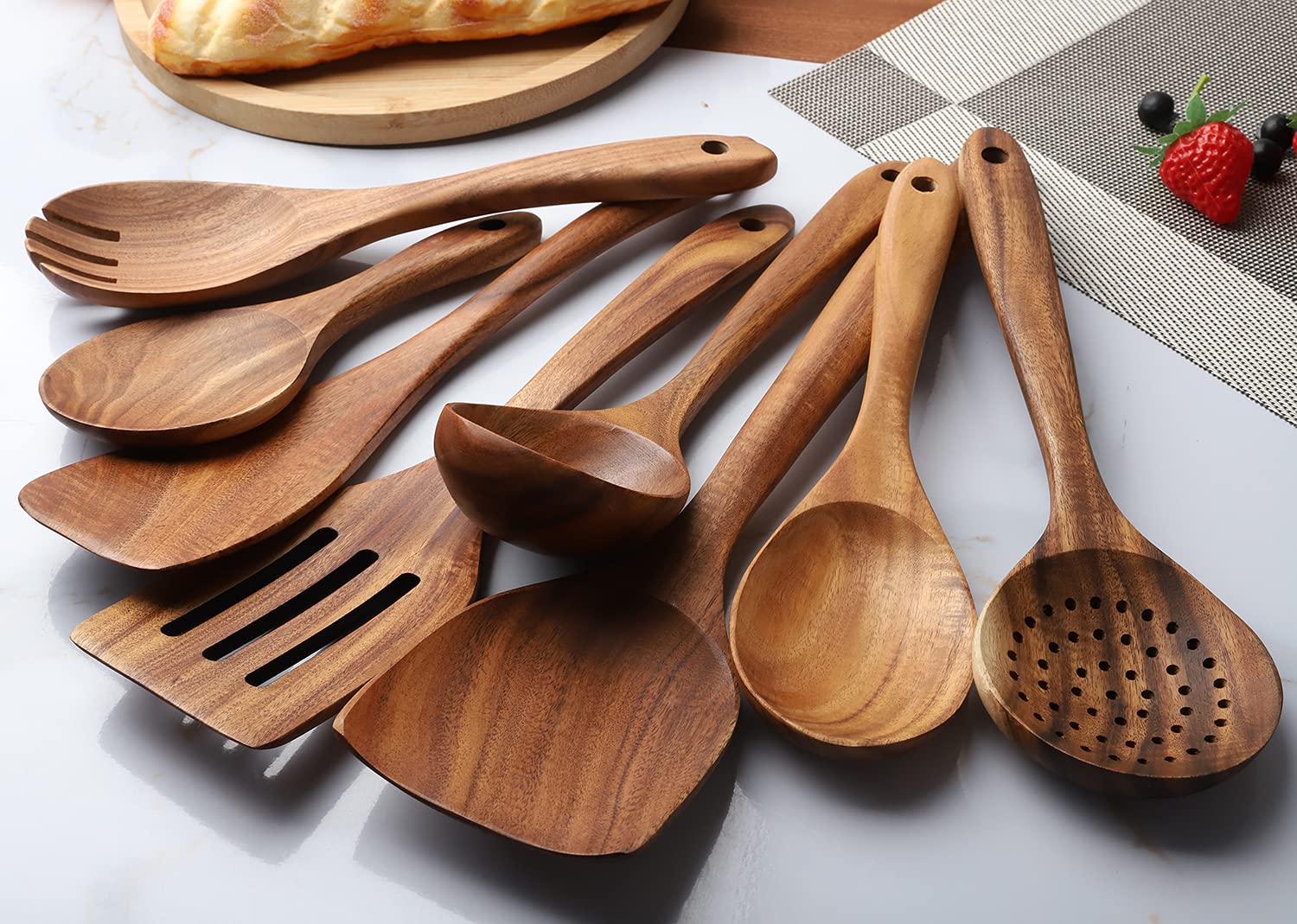 Wooden Cooking Utensil Set Kitchen Utensils Set Non-stick Pan Kitchen Tool Wooden Cooking Spoons and Spatulas Wooden Spoons for cooking salad fork