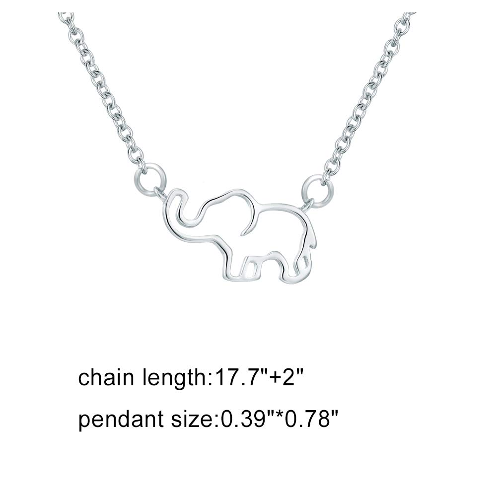 Your Always Charm Geometric Origami Elephant Necklace,Lucky Elephant Friendship Gifts with Message Card (B：silver)