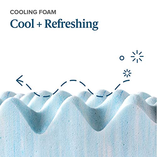 ZINUS 3 Inch Swirl Gel Cooling Memory Foam Mattress Topper, Cooling Airflow Design, CertiPUR-US Certified, Queen , Blue