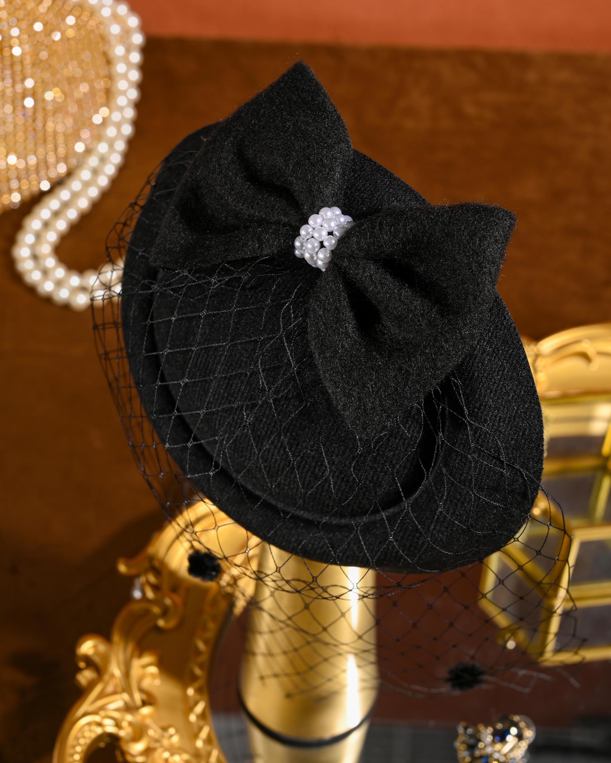 Zivyes Fascinators for Women Tea Party Hats Kentucky Derby 20s 50s Pillbox Hat Birdcage Veil for Funeral Janet Snakehole