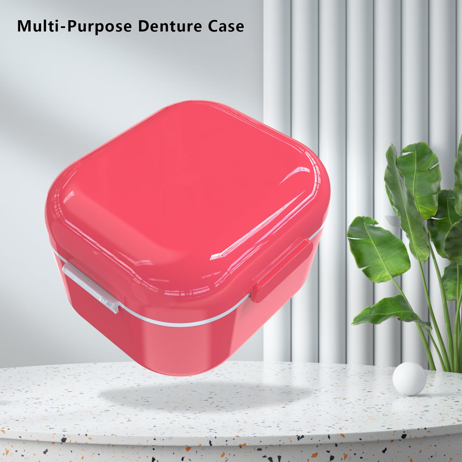 ZIZNBA Denture Bath Retainer Case,Portable Soaking Denture Box, Denture Bath Case with Strainer, for Dentures and Braces (1 PACK)