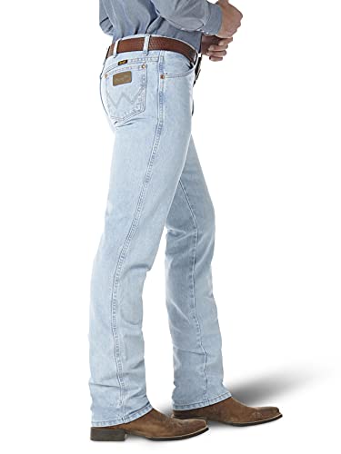 Wrangler Men's Cowboy Cut Slim Fit Jean, Gold Buckle Bleach, 32W x 34L