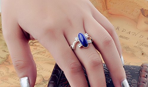 XCFS 925 Sterling Silver CZ Blue Stone elena gilbert Vampire Merchandise Elena's Daylight Womens Band Ring,Size 6-9
